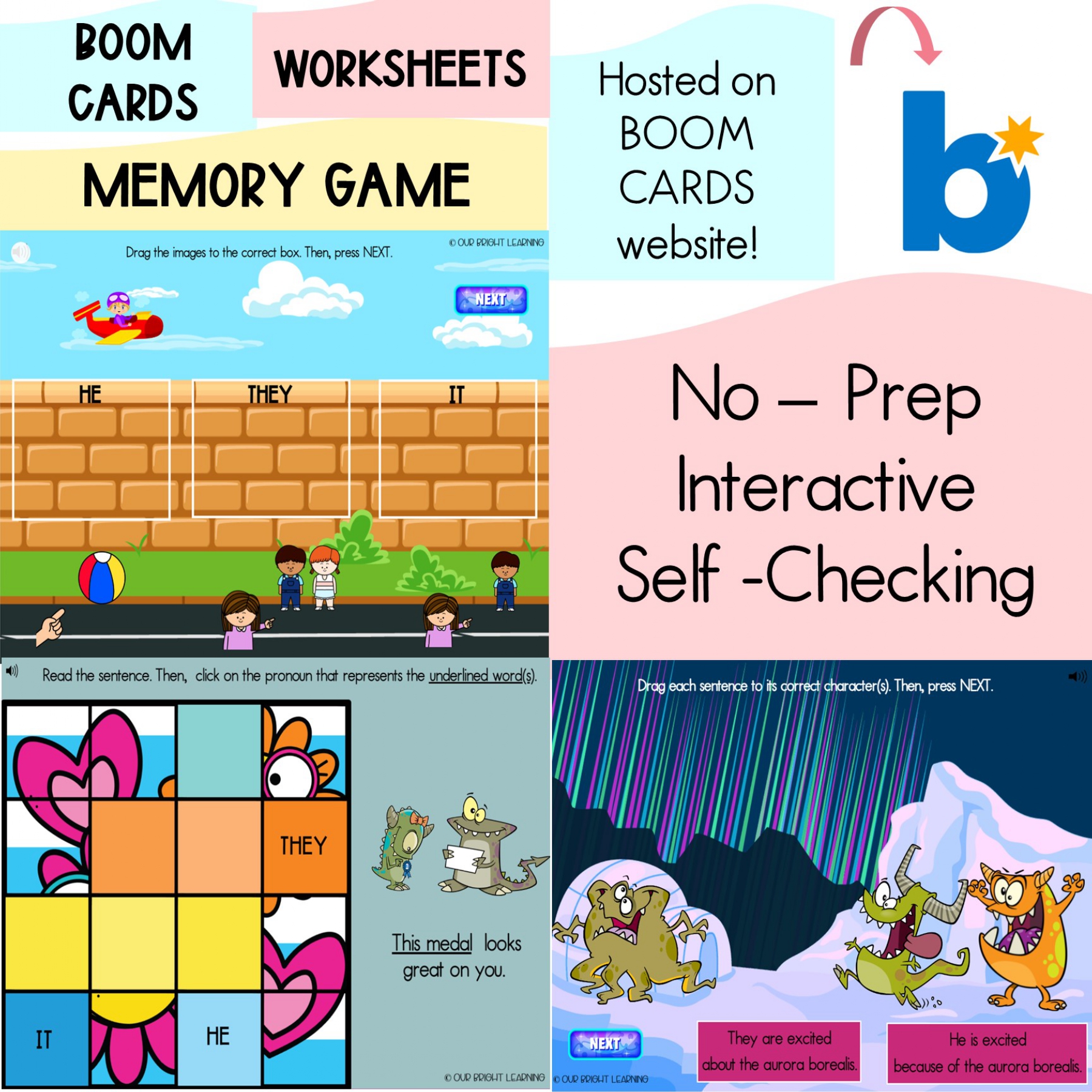 ESL | EFL | ESOL | Personal Pronouns | BOOM Cards | Worksheets | Memory ...
