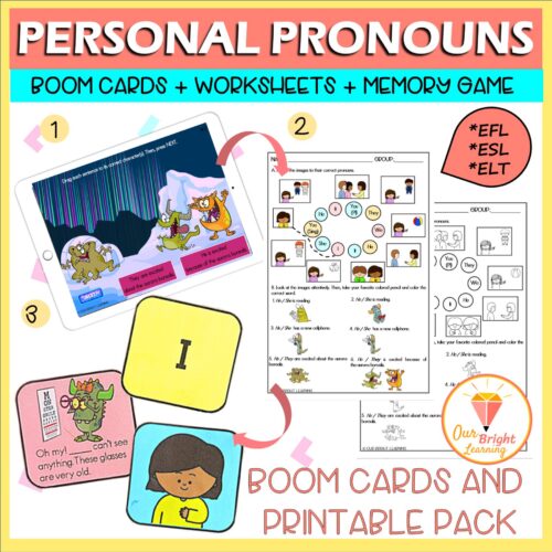 ESL | EFL | ESOL | Personal Pronouns | BOOM Cards | Worksheets | Memory ...