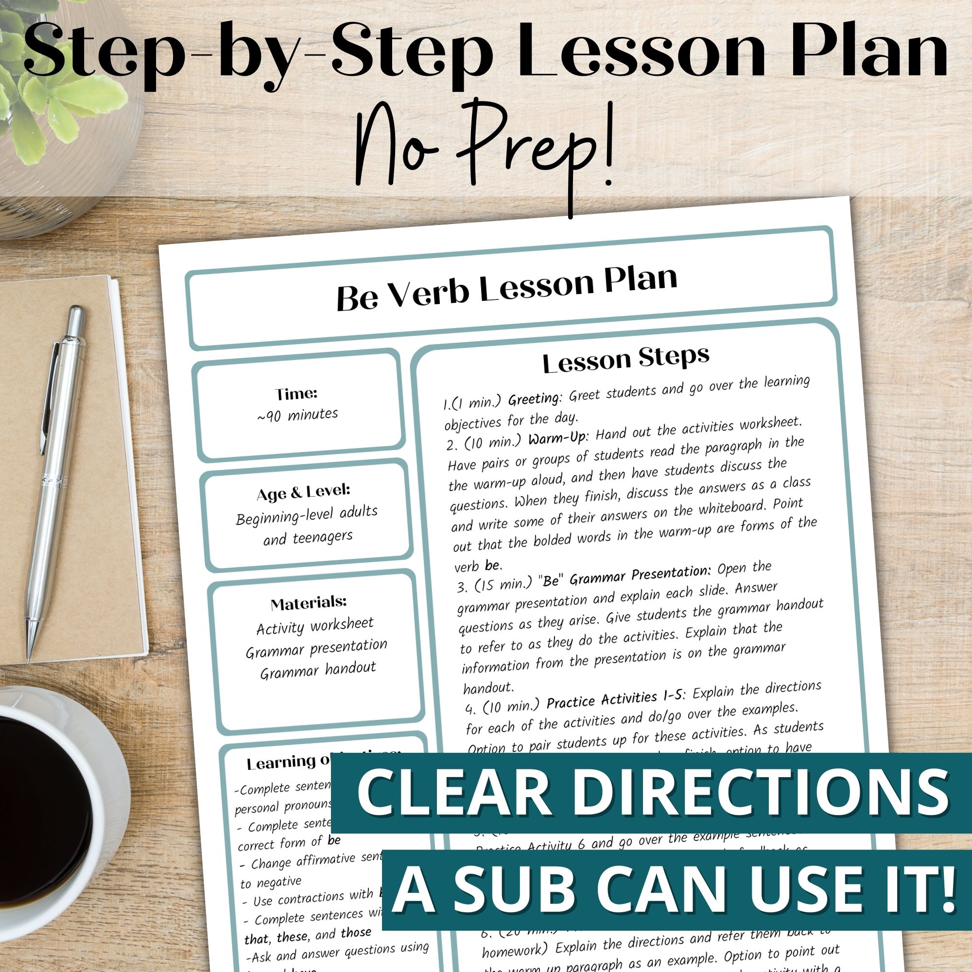 Adult ESL The Be Verb English Grammar Lesson Plan Activities Worksheets ...