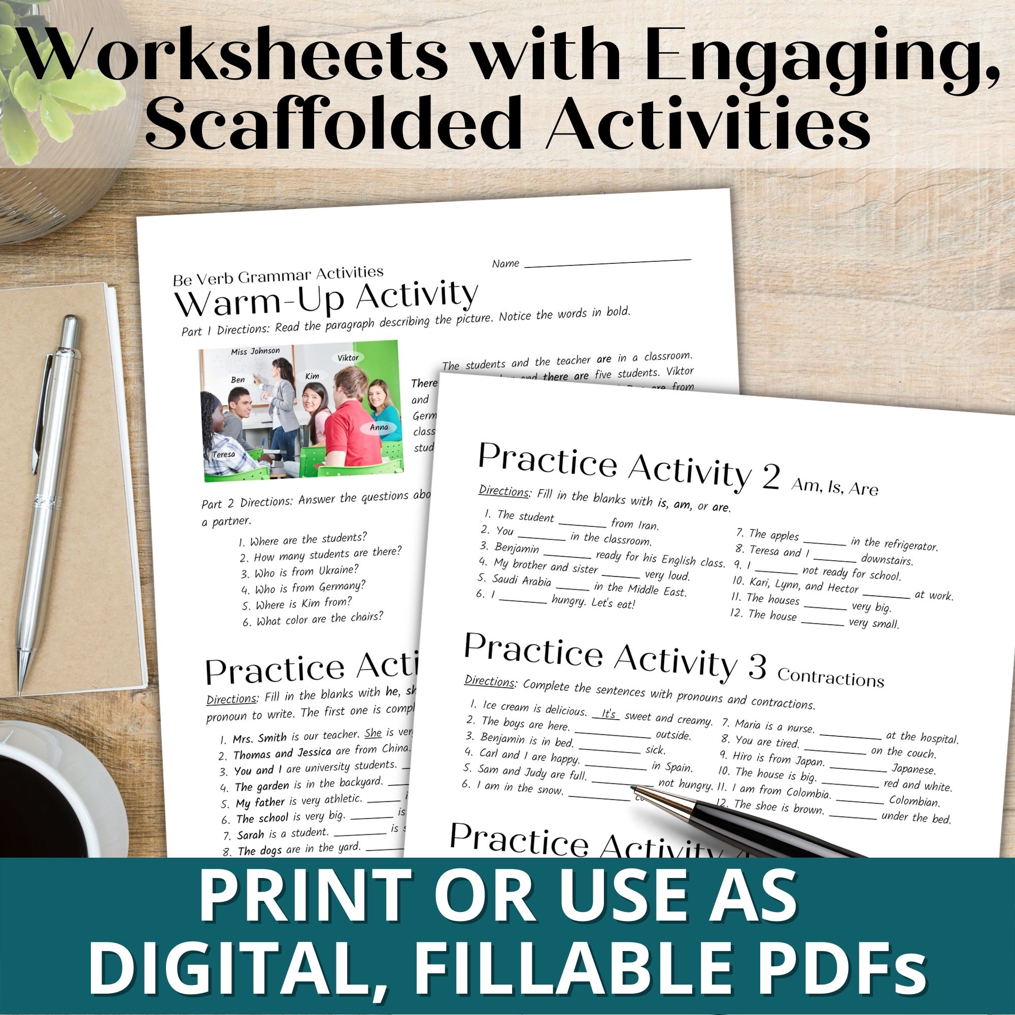 Adult ESL The Be Verb English Grammar Lesson Plan Activities Worksheets ...