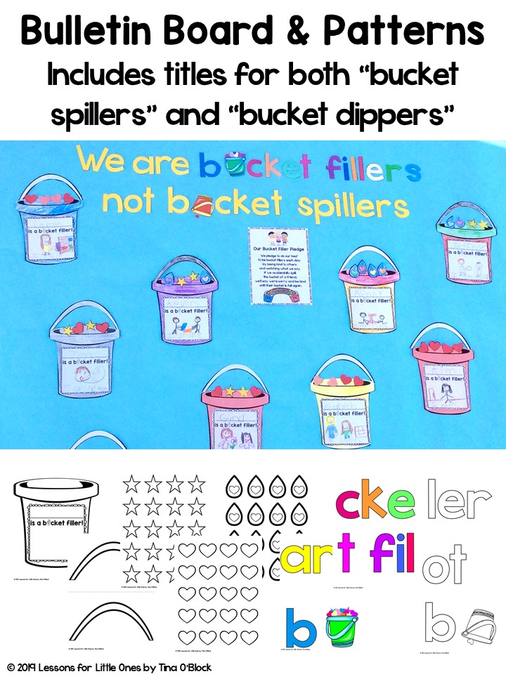 Bucket Filler Activities Bulletin Board Class Pledge Awards Tags | Made ...