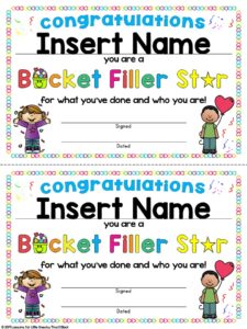 Bucket Filler Activities Bulletin Board Class Pledge Awards Tags | Made ...
