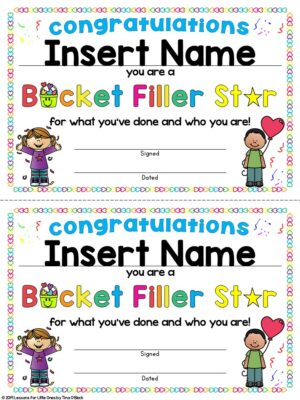 Bucket Filler Activities Bulletin Board Class Pledge Awards Tags | Made ...