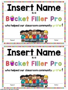 Bucket Filler Activities Bulletin Board Class Pledge Awards Tags | Made ...