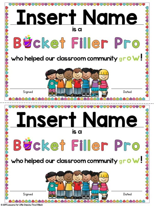 Bucket Filler Activities Bulletin Board Class Pledge Awards Tags | Made ...