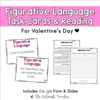 Valentines Day Figurative Language Task Cards & Reading Comprehension ...