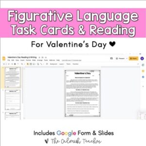 Valentines Day Figurative Language Task Cards & Reading Comprehension ...