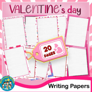 Valentine's day stationery papers lined & unlined with patterns ...