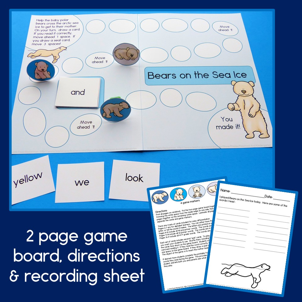 Polar Bear Sight Word and Letter Reading Game | Arctic | Polar Animal ...