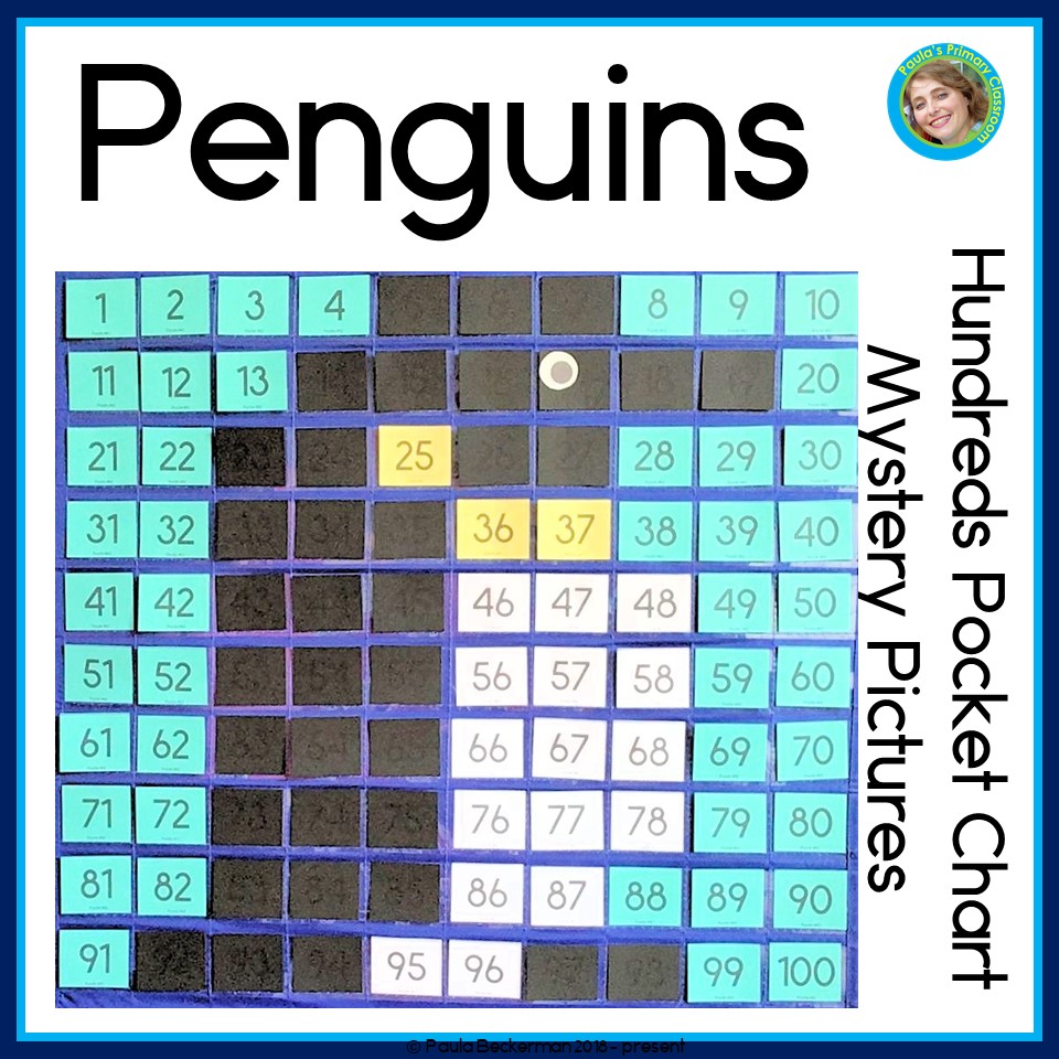 Penguin 100s Pocket Charts | Hundreds Chart Mystery Pictures January ...