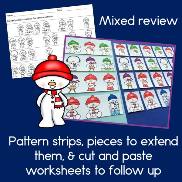 Snowman Patterns math center with AB ABC AAB and ABB patterns | Made By ...