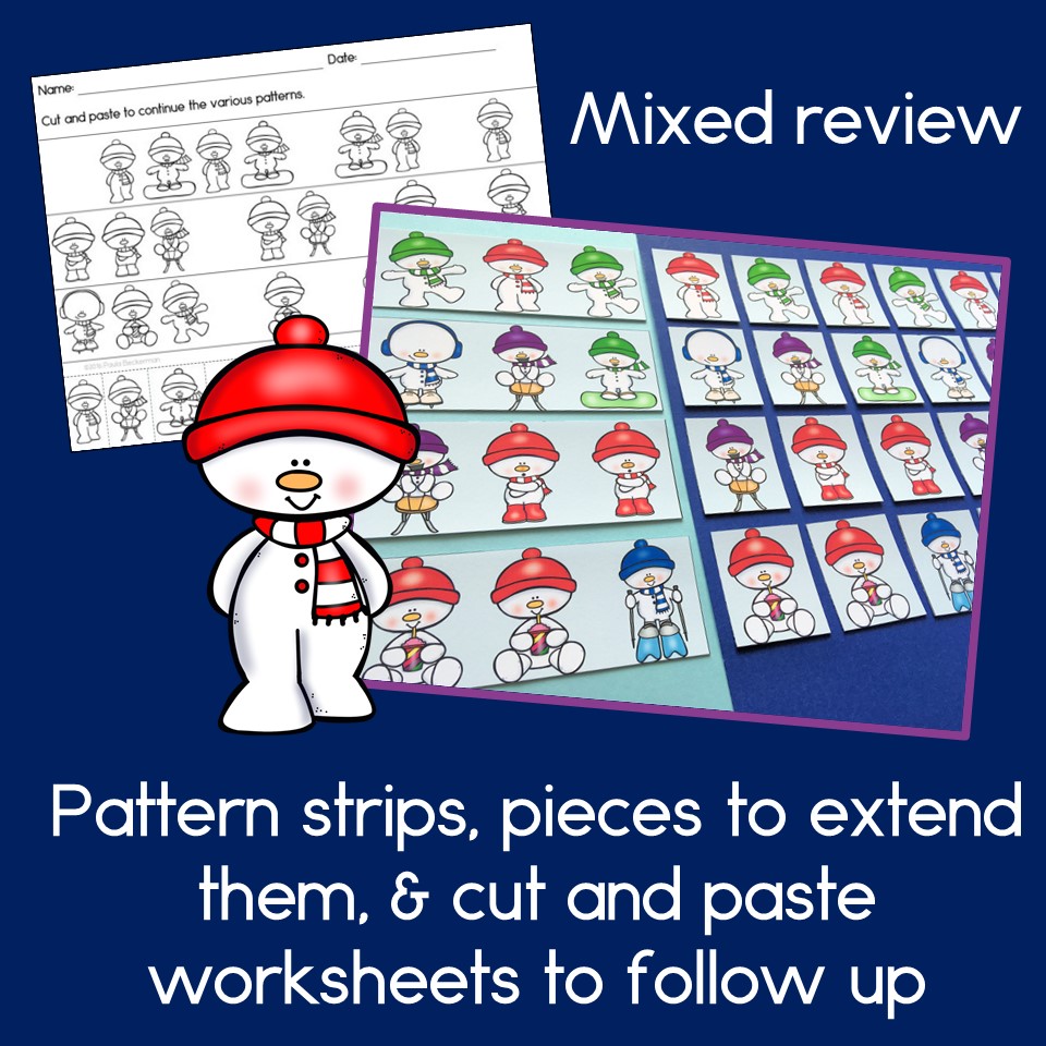 Snowman Patterns math center with AB ABC AAB and ABB patterns | Made By ...