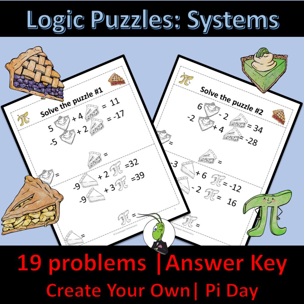 Pi Day Systems of Equations | Number Sense Logic Puzzles | Algebra 1 ...
