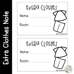Extra Clothes Note Home | Made By Teachers
