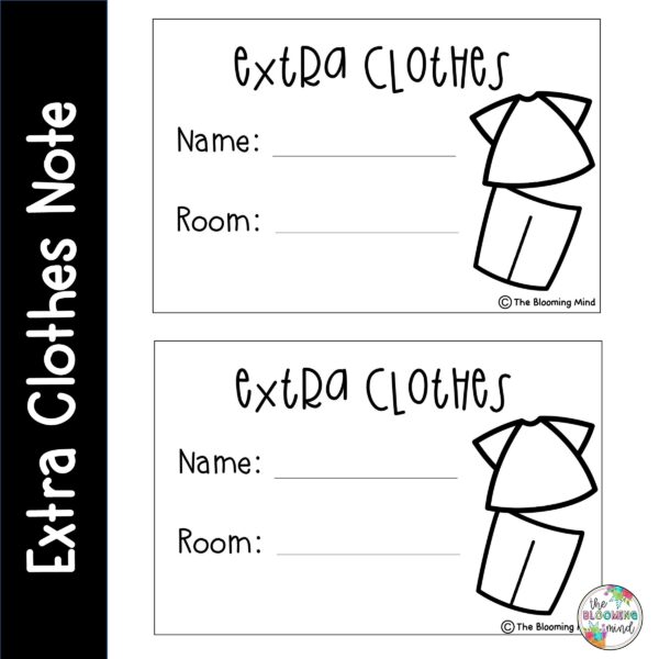 Extra Clothes Note Home | Made By Teachers