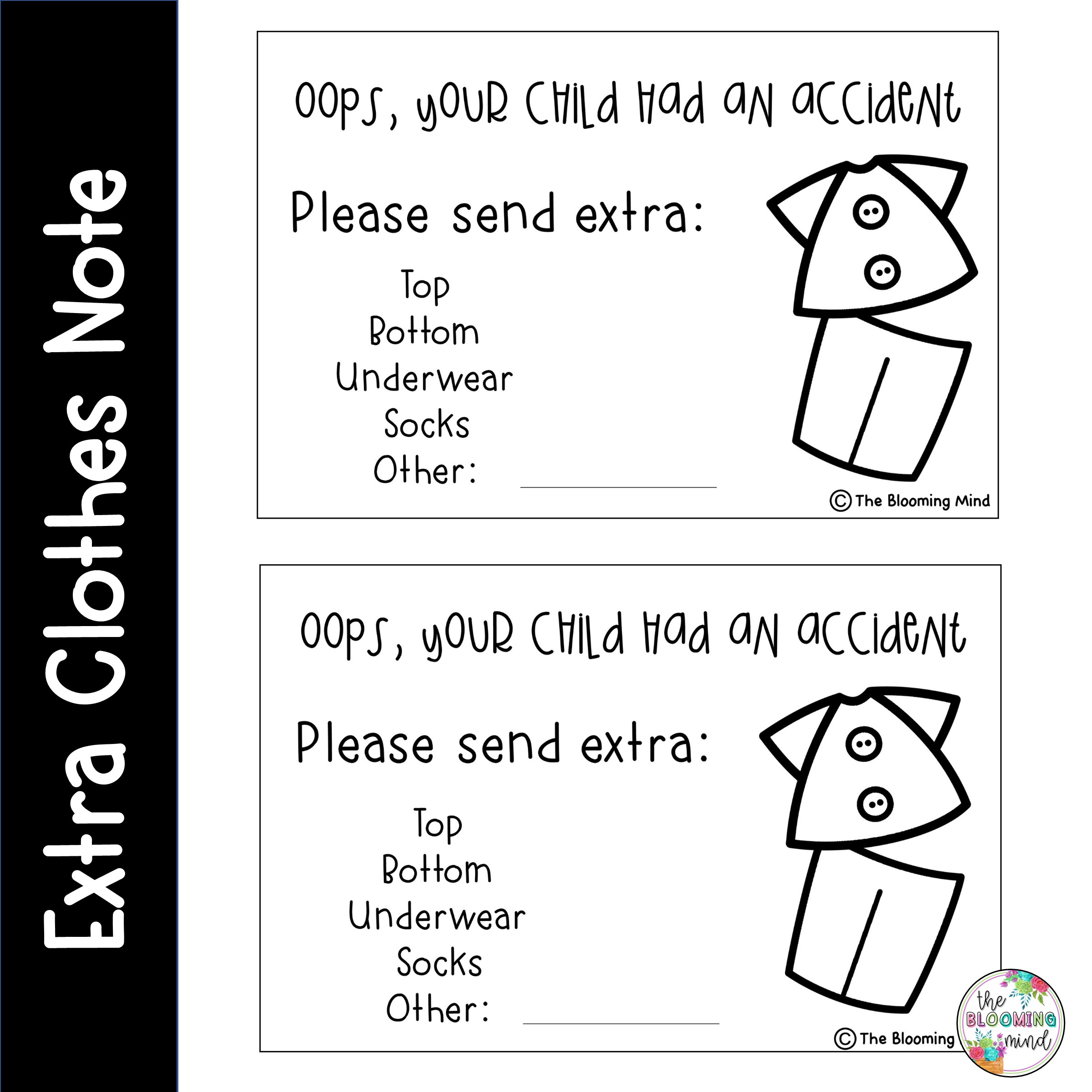 Extra Clothes Note Home | Made By Teachers