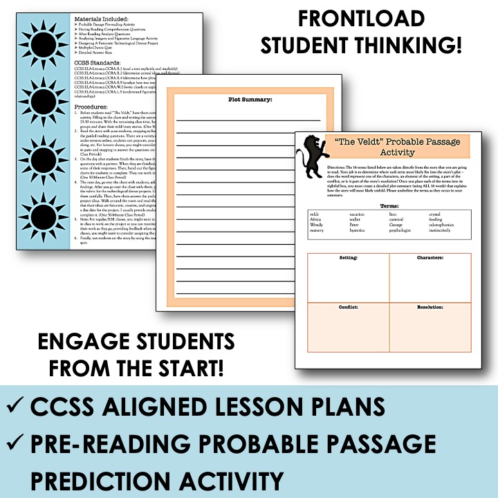 The Veldt by Ray Bradbury - Close Reading & Analysis Dystopian Short ...