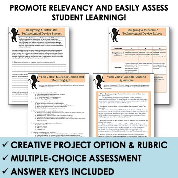 The Veldt by Ray Bradbury - Close Reading & Analysis Dystopian Short ...