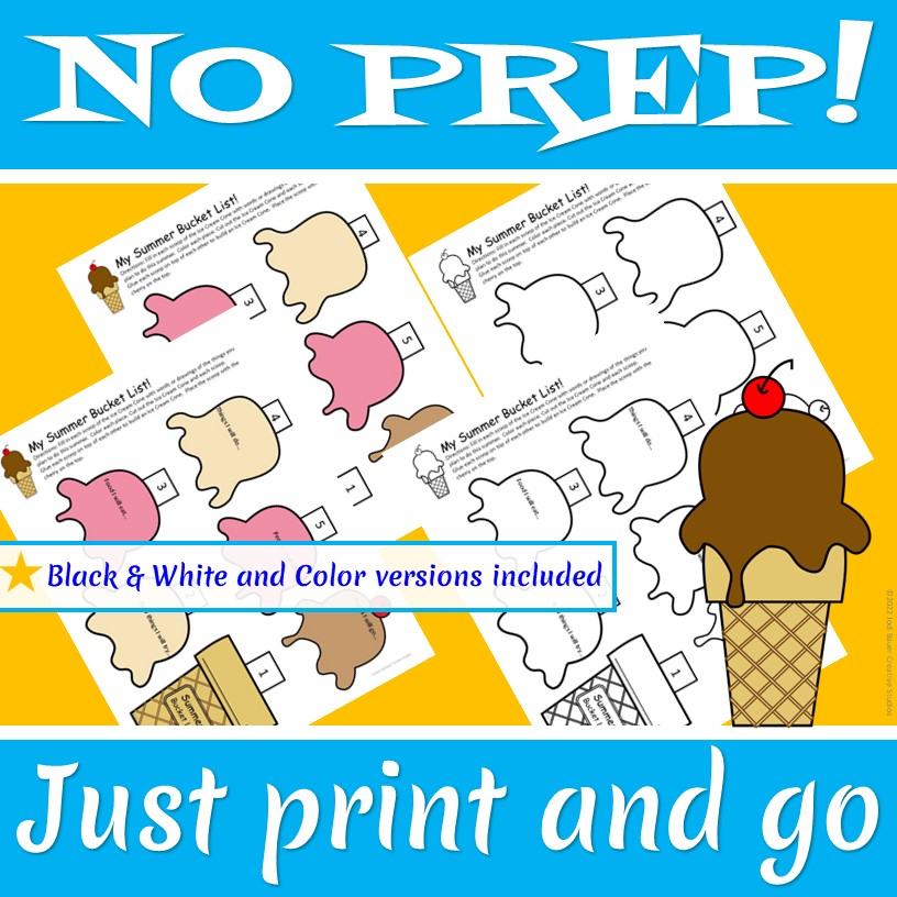 Summer Bucket List Ice Cream Cone Craft - No Prep! | Made By Teachers