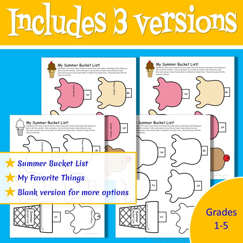 Summer Bucket List Ice Cream Cone Craft - No Prep! | Made By Teachers