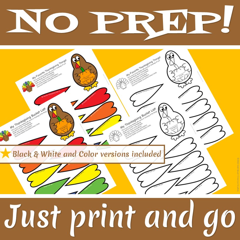 Thanksgiving Bucket List Turkey Craft - No Prep! | Made By Teachers