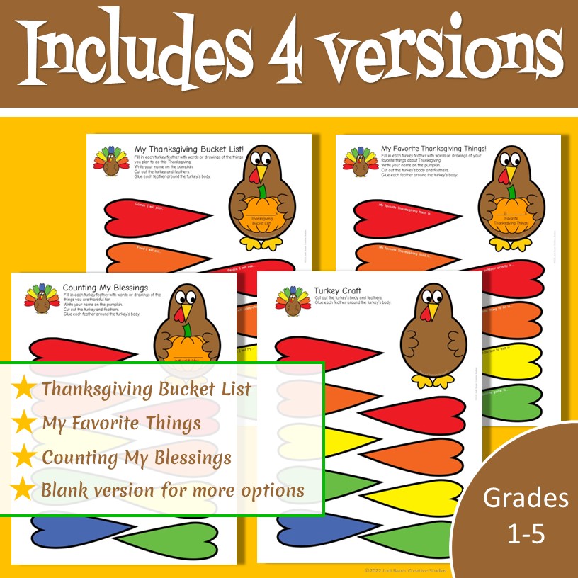 Thanksgiving Bucket List Turkey Craft - No Prep! | Made By Teachers