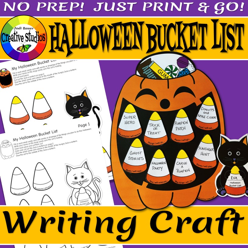 Halloween Bucket List Jack-O-Lantern Craft - No Prep! | Made By Teachers