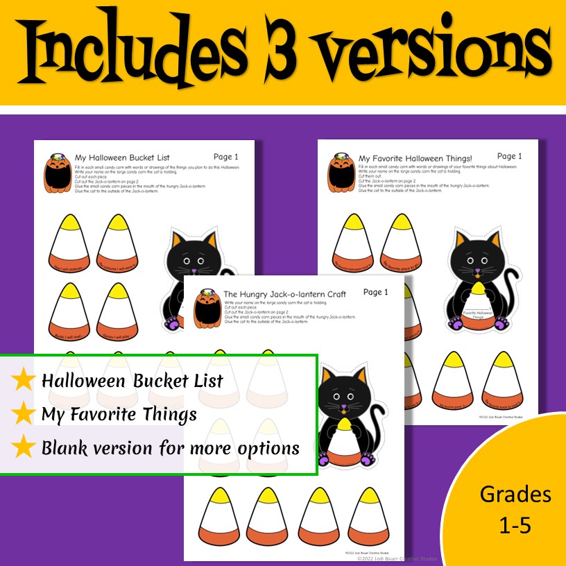 Halloween Bucket List Jack-O-Lantern Craft - No Prep! | Made By Teachers