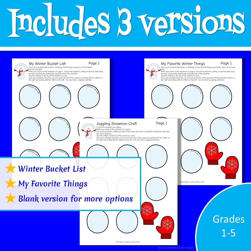 Winter Bucket List Juggling Snowman Craft - No Prep! | Made By Teachers