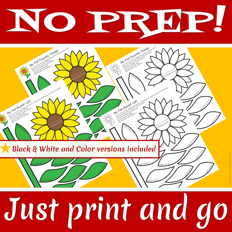 Fall Bucket List Sunflower Craft - No Prep! | Made By Teachers