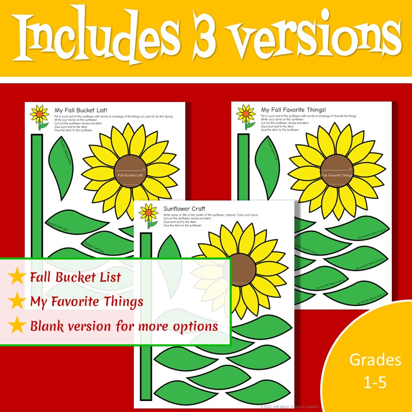 Fall Bucket List Sunflower Craft - No Prep! | Made By Teachers