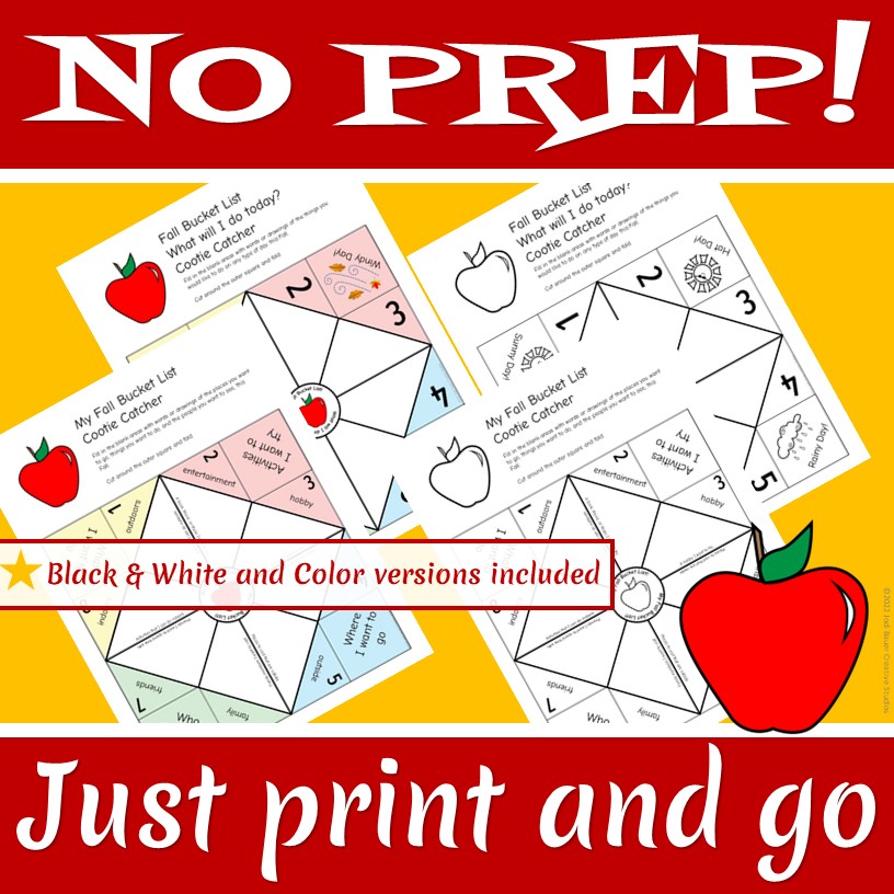 Fall Bucket List - Cootie Catcher Activity - No Prep! | Made By Teachers