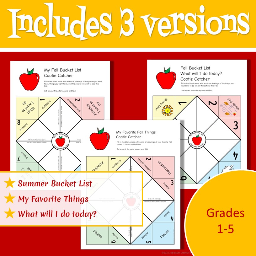 Fall Bucket List - Cootie Catcher Activity - No Prep! | Made By Teachers