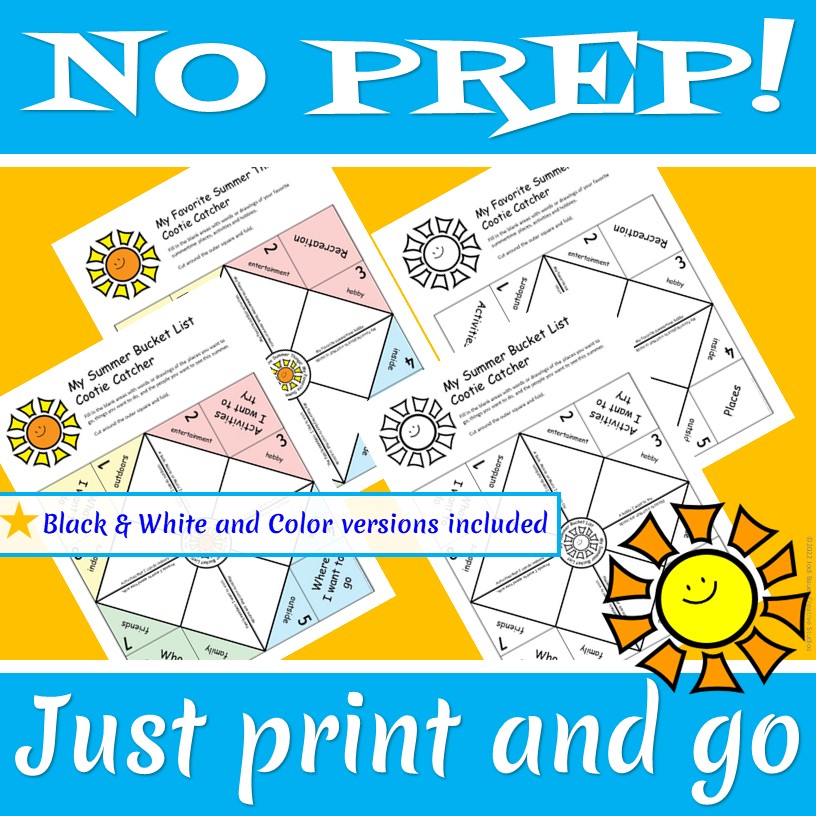 Summer Bucket List - Cootie Catcher Activity - No Prep! | Made By Teachers