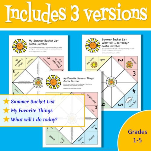 Summer Bucket List - Cootie Catcher Activity - No Prep! | Made By Teachers