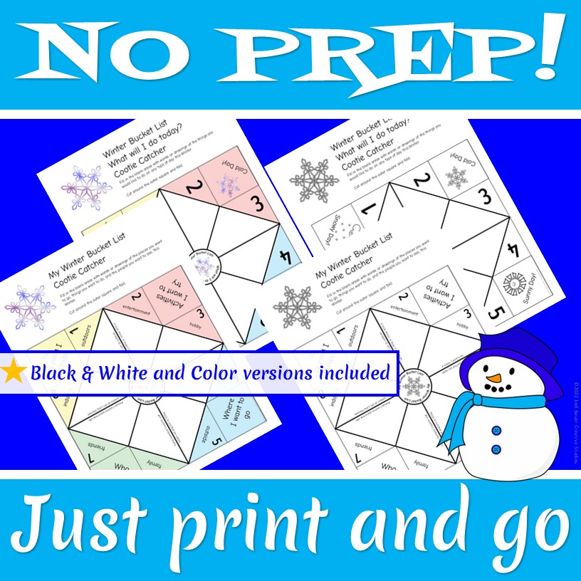 Winter Bucket List - Cootie Catcher Activity - No Prep! | Made By Teachers