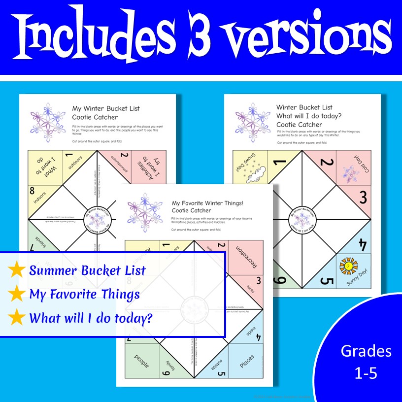 Winter Bucket List - Cootie Catcher Activity - No Prep! | Made By Teachers