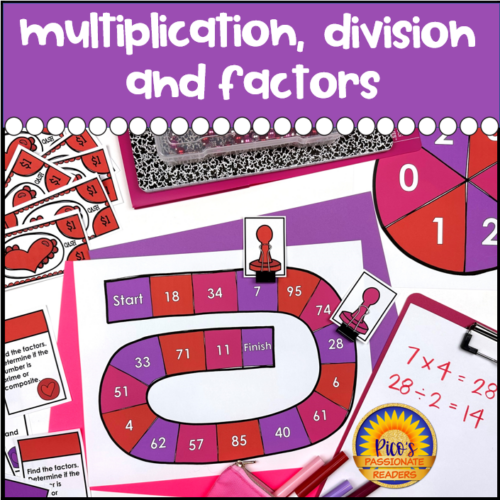 Multiplication, Division, Finding Factors Valentine's Day Board Game ...
