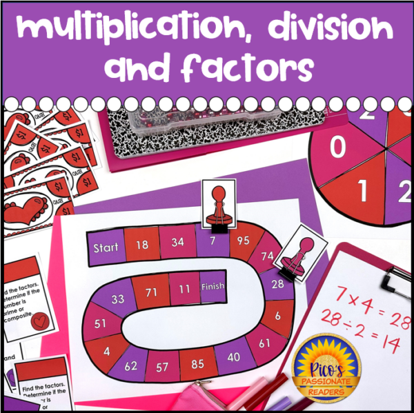 Multiplication, Division, Finding Factors Valentine's Day Board Game ...