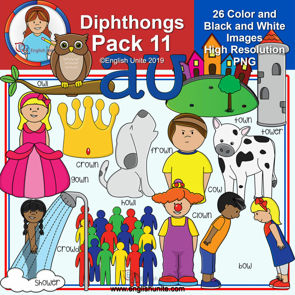 Clip Art - Diphthongs Pack 11 (ow sound) | Made By Teachers