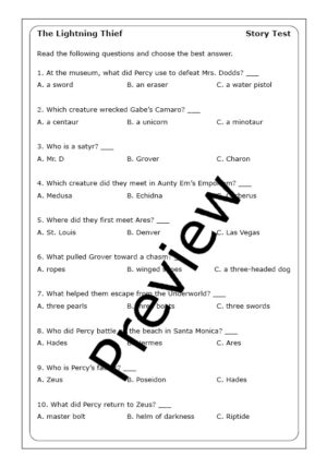 Rick Riordan "The Lightning Thief" worksheets | Made By Teachers