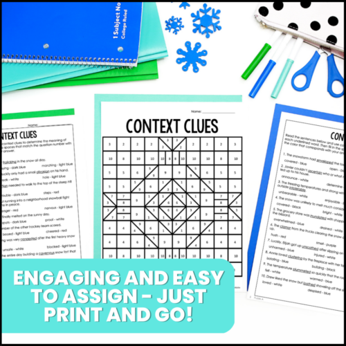 Winter Context Clues Color by Number Activities | Made By Teachers