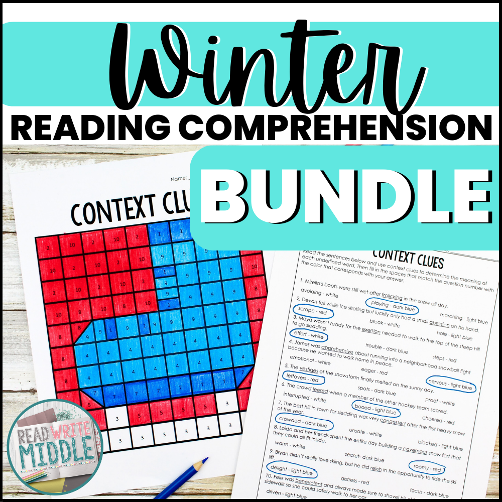 Winter Reading Comprehension Bundle Activities Middle School | Made By ...
