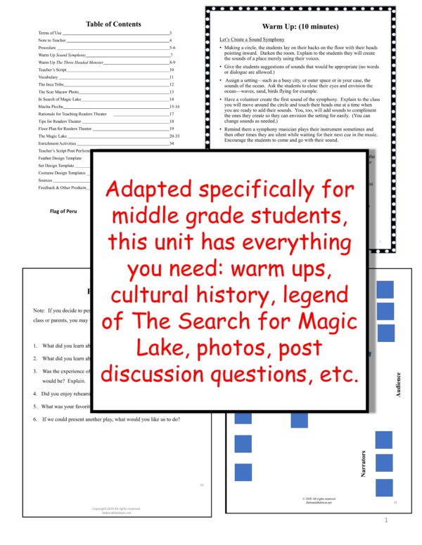 Readers Theater Script| Inca Story |The Magic Lake Good For Social ...