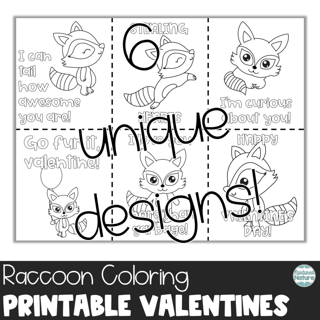 Raccoon Coloring Valentine’s Day Cards for Students | Made By Teachers