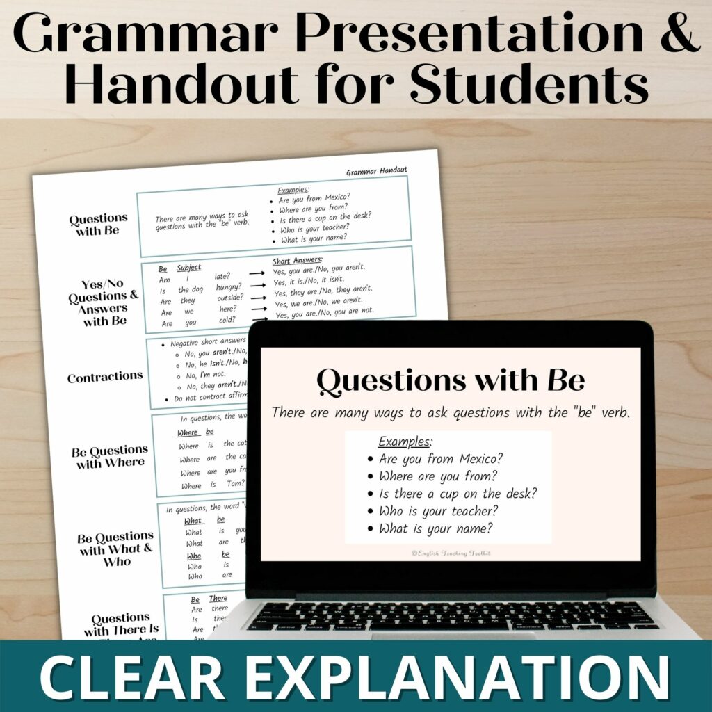 Adult ESL English Grammar Lesson Questions With The Be Verb | Made By ...