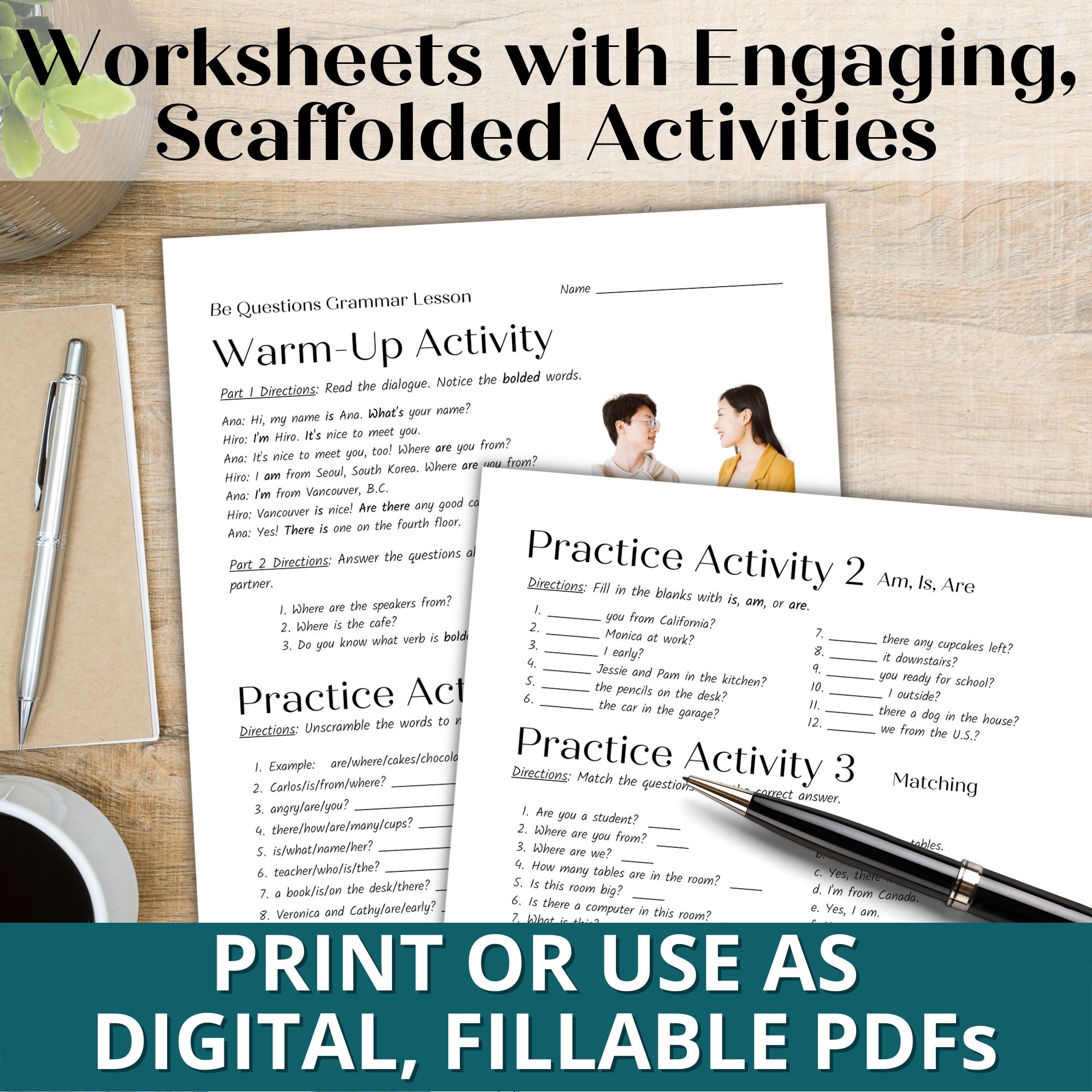 Adult ESL English Grammar Lesson Questions With The Be Verb | Made By ...