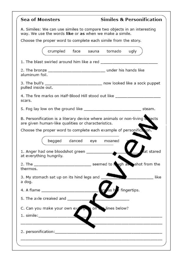 Rick Riordan "Sea of Monsters" worksheets | Made By Teachers
