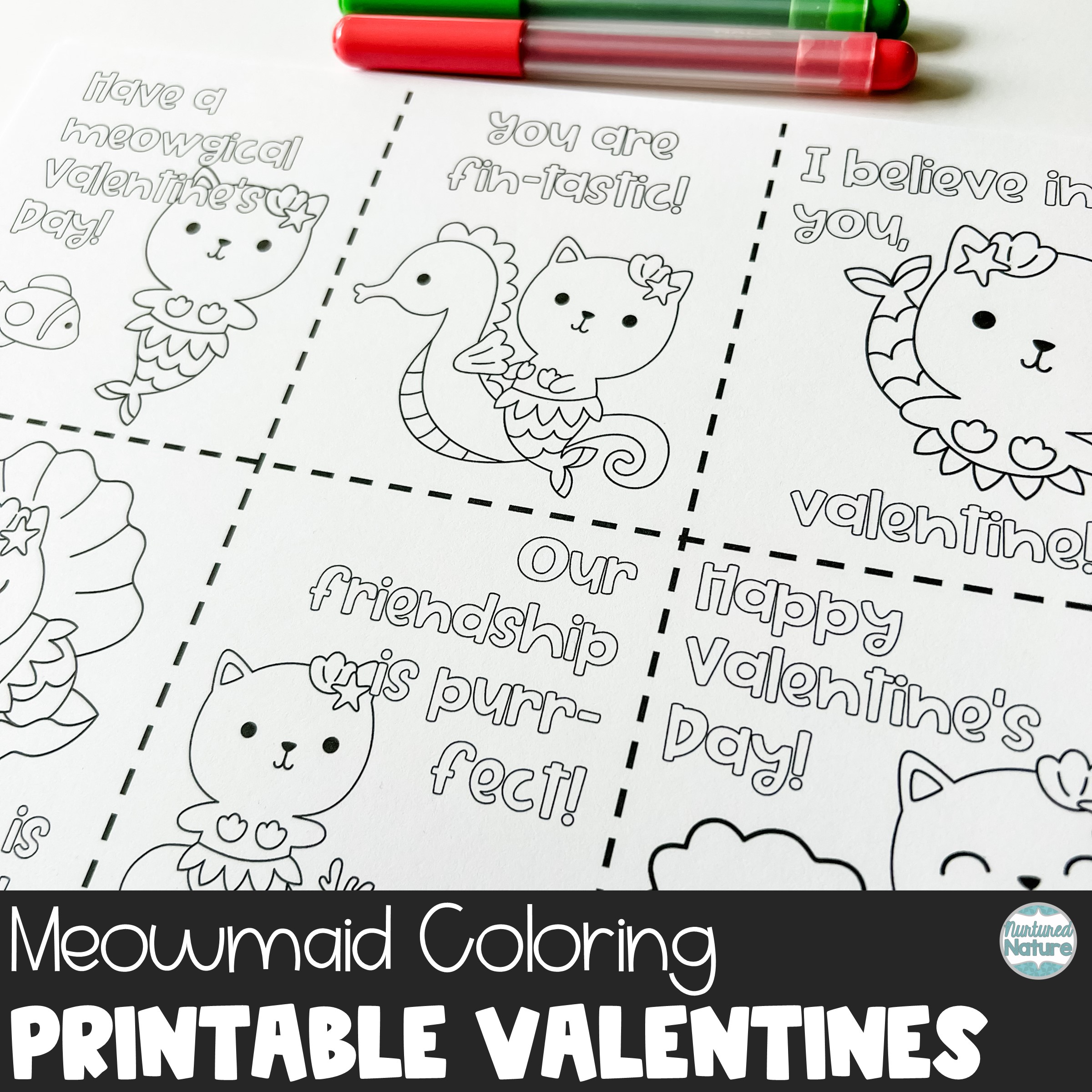 Gnome Coloring Sheet Valentines - Printable Cards for Students | Made ...