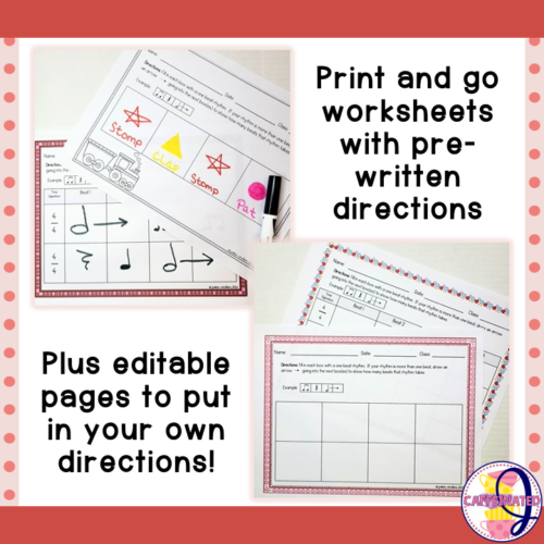 Valentine's Day Elementary Music Composition Print and Go Rhythm ...